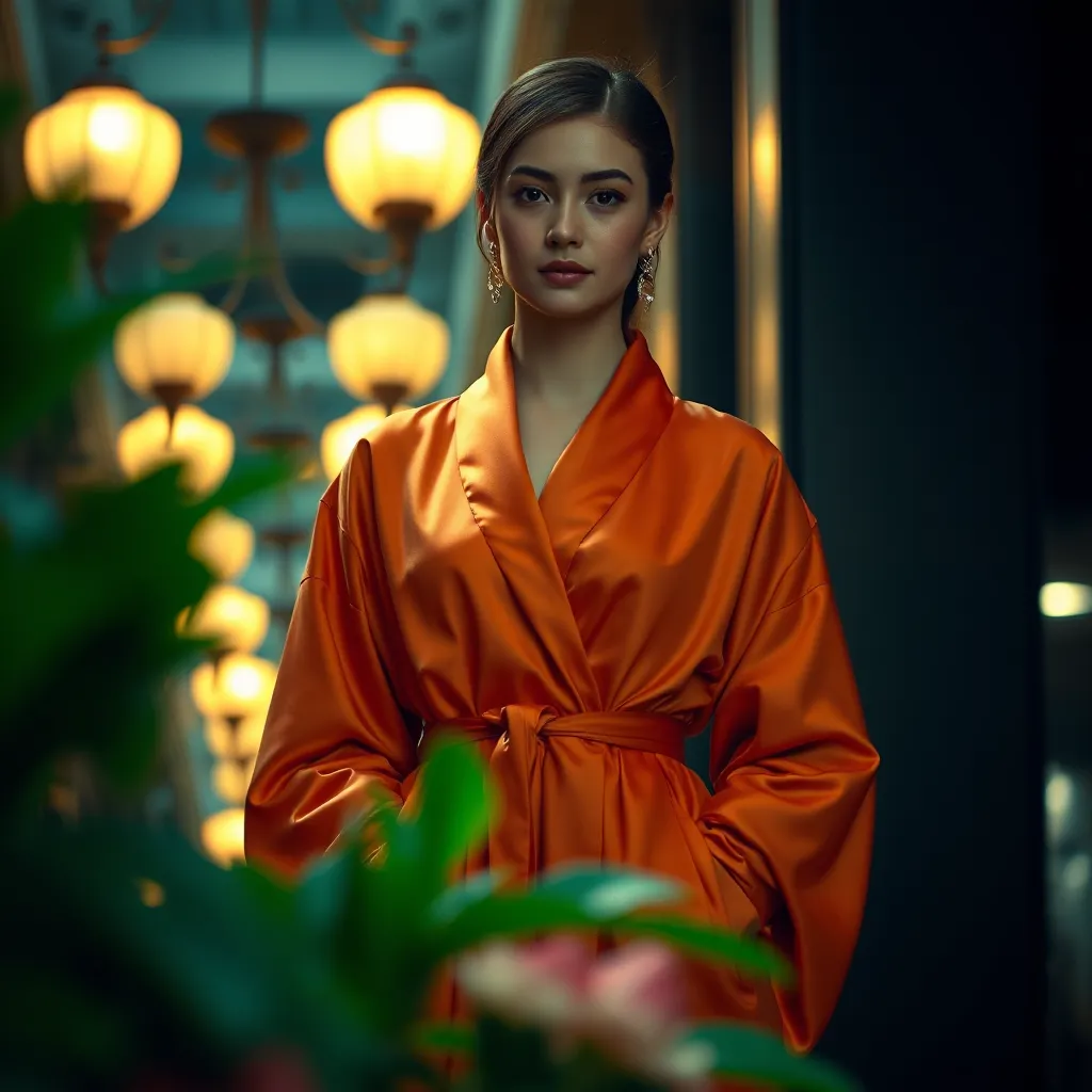 The Allure of the Orange Satin Robe in Fashion